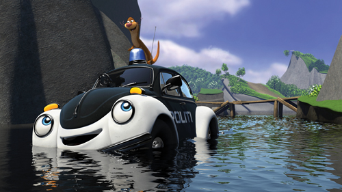 PLODDY THE POLICE CAR MAKES A SPLASH